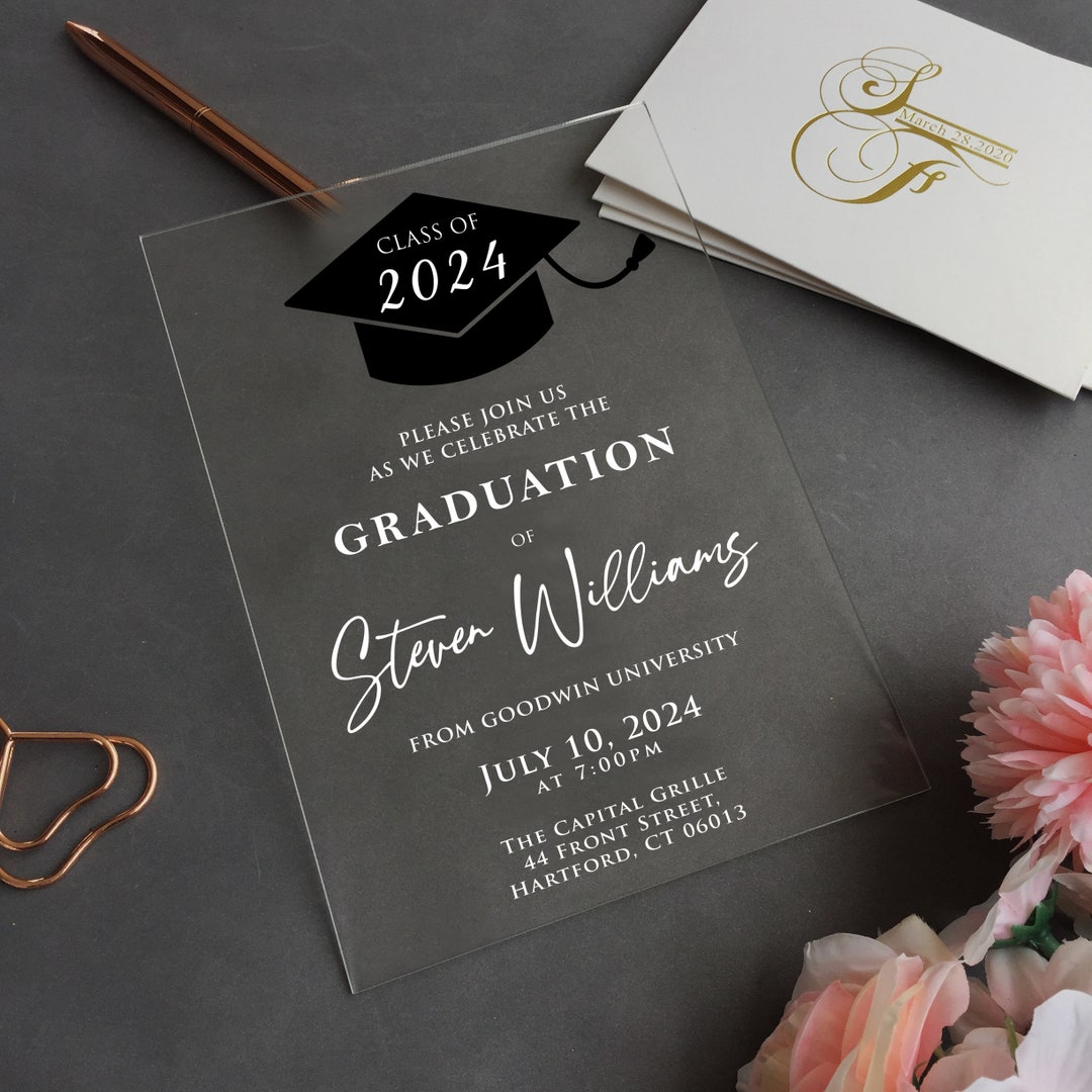 Acrylic Invite, Class of 2024 Graduation Announcement, Graduation Party ...