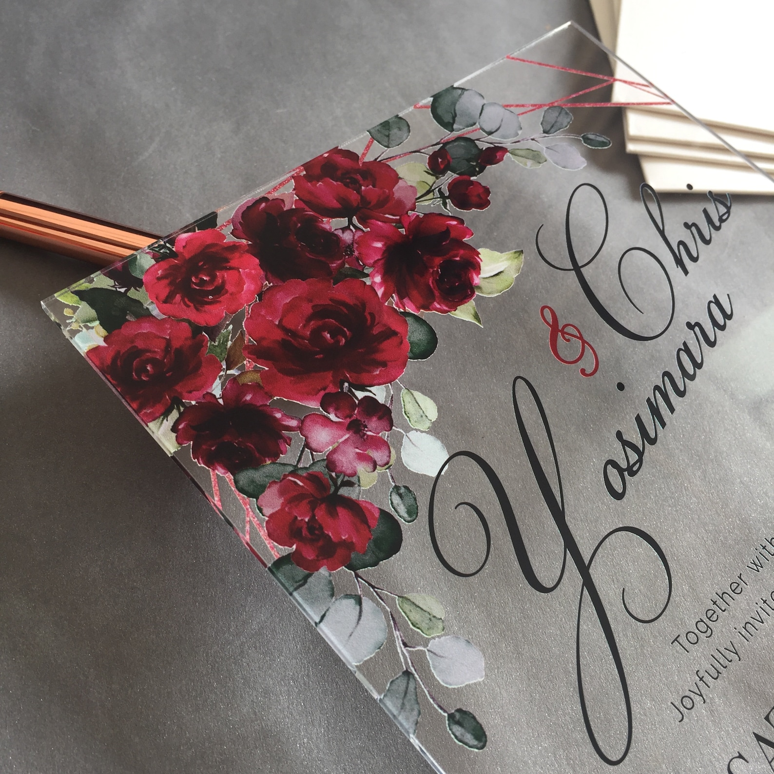 Custom Acrylic Wedding Invitation Acrylic Invites Burgundy - Etsy