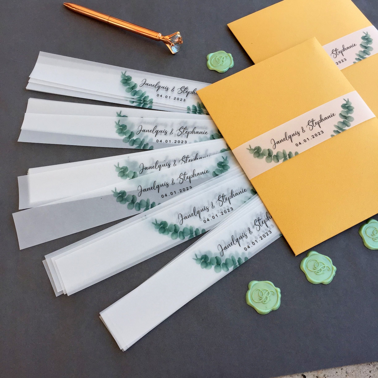Personalized Belly Bands, Vellum Belly Band for 5 X 7 Invitations ...