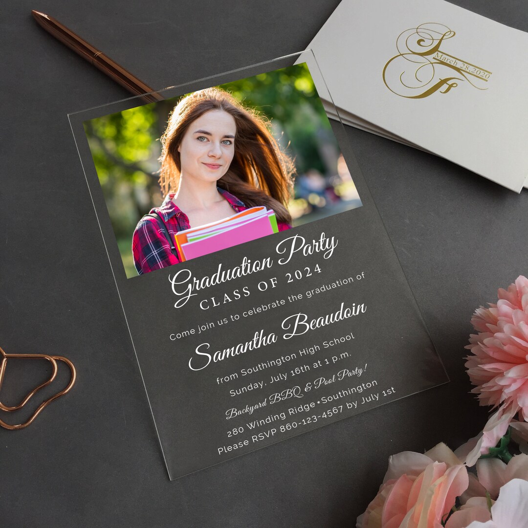 Acrylic Graduation Party Invitation, Acrylic Photo Invite, Class of ...