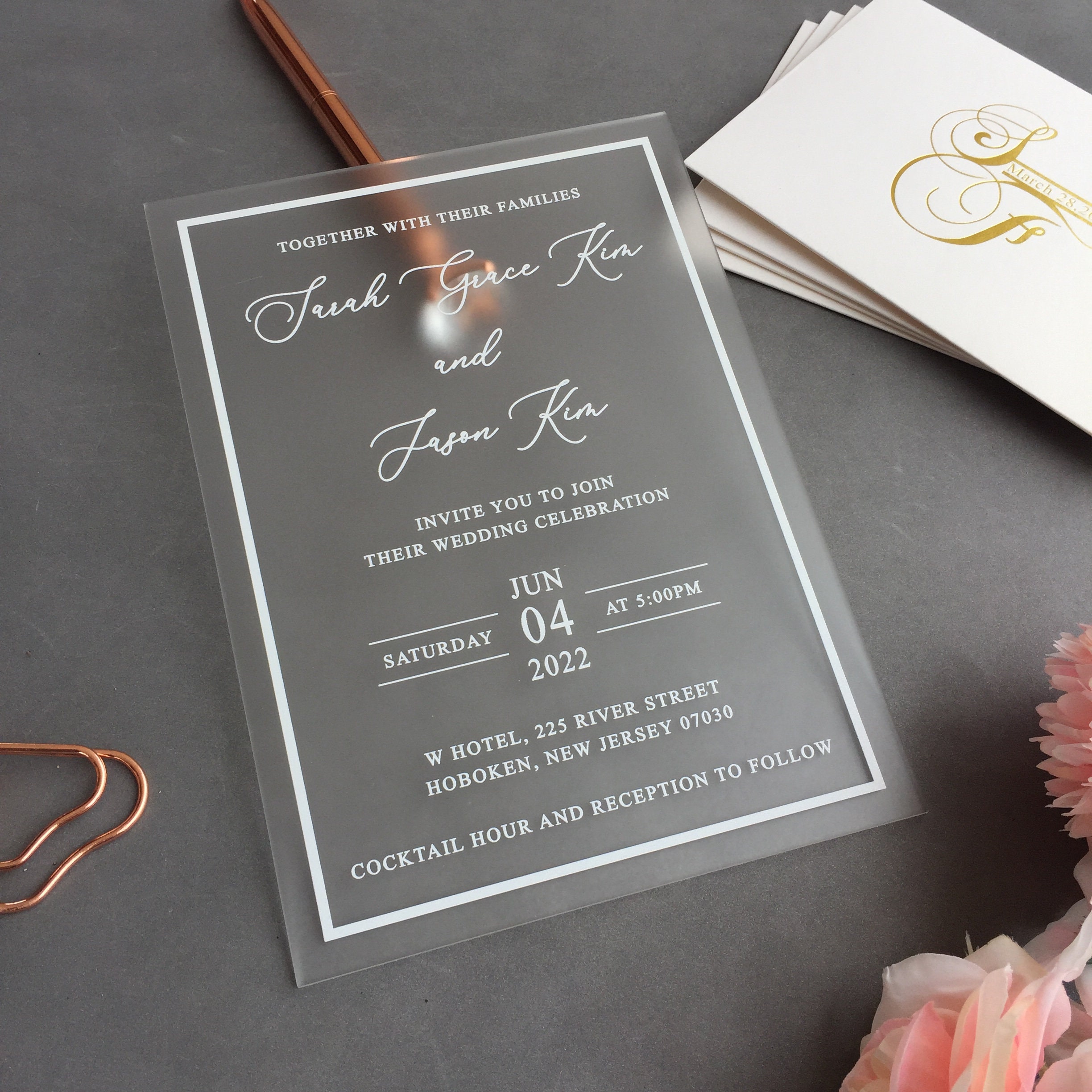 Frosted Acrylic Wedding Invitation Minimalist Frosted Acrylic - Etsy