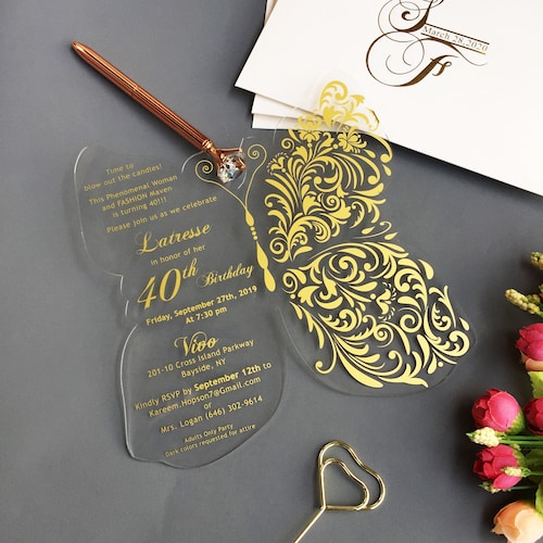 Acrylic Butterfly Quinceañera Invitation - Etsy
