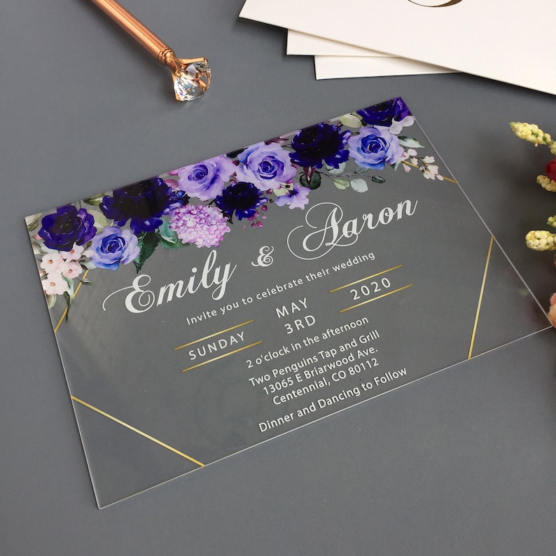 Custom Acrylic Wedding Invitation Acrylic Invites Purple - Etsy