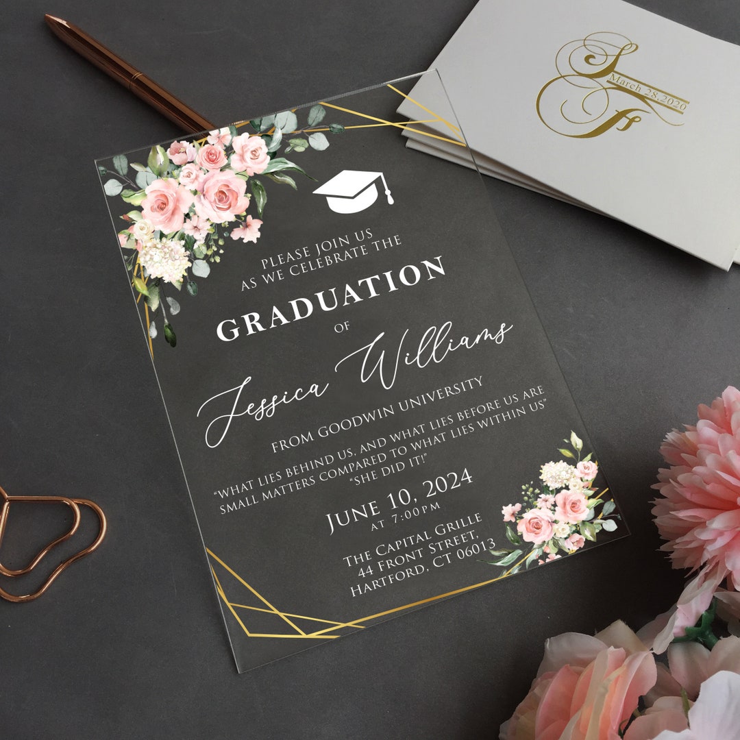 Acrylic Invite, Class of 2024, Graduation Party Invite, Acrylic Grad ...