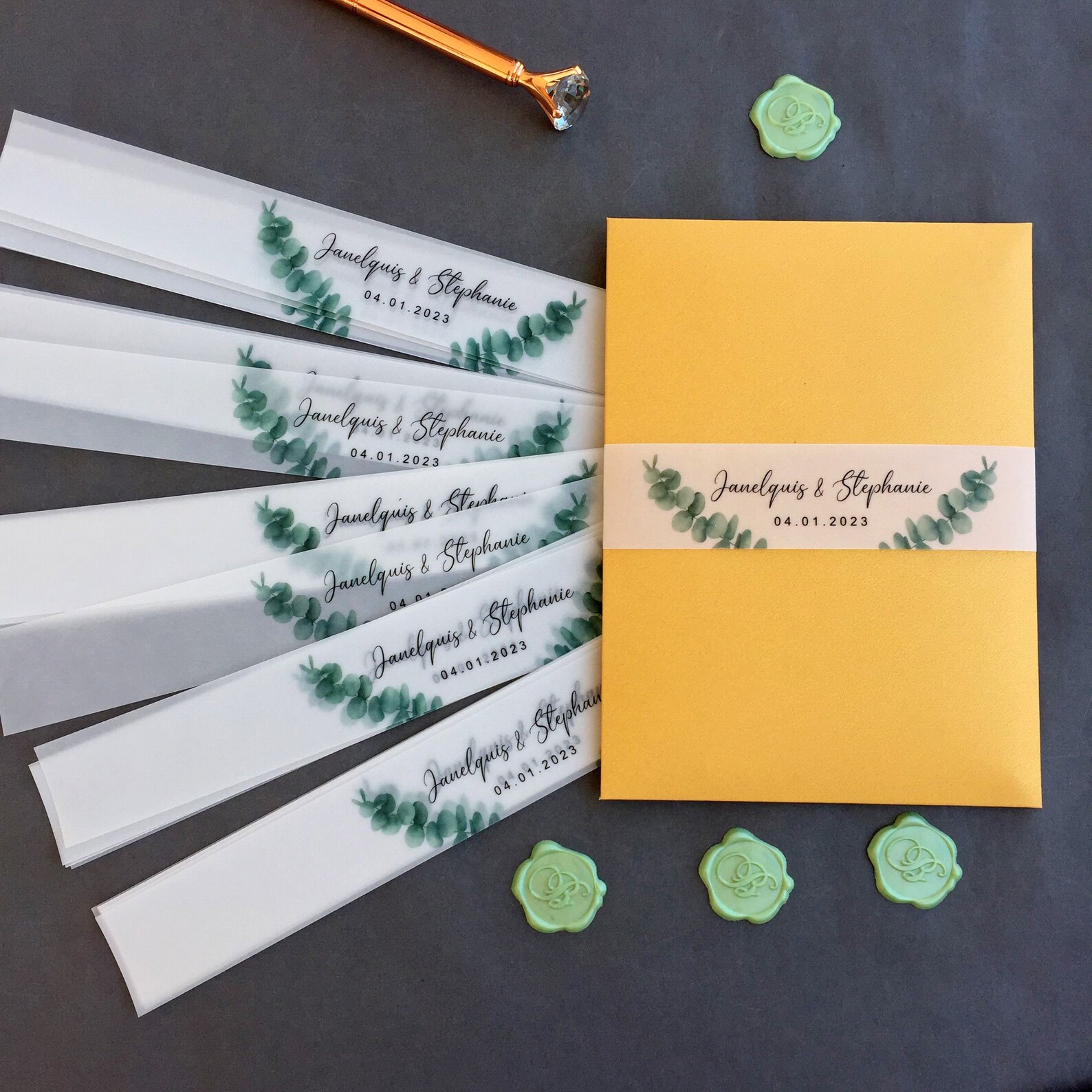 Personalized Belly Bands, Vellum Belly Band for 5 X 7 Invitations ...