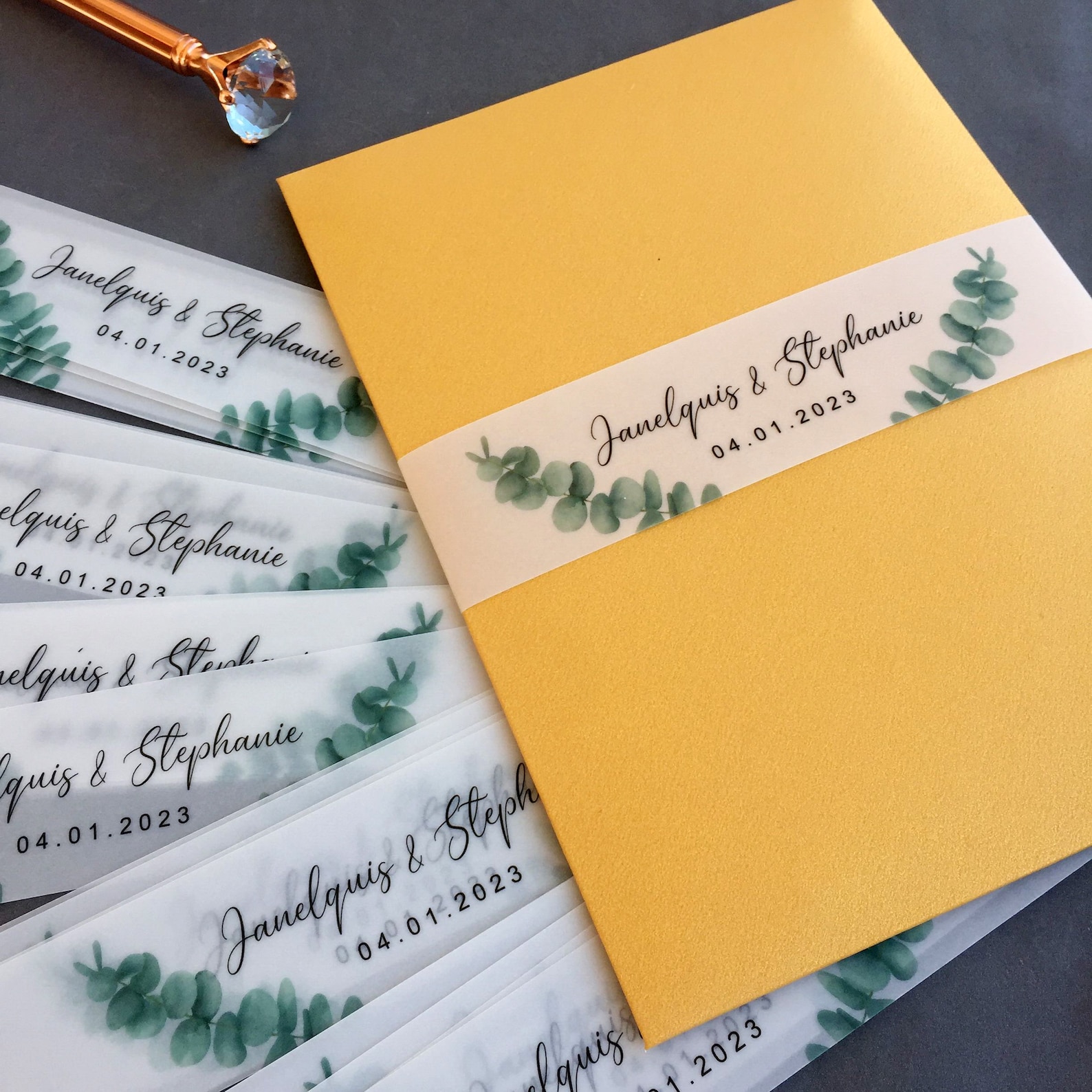 Personalized Belly Bands, Vellum Belly Band for 5 X 7 Invitations ...