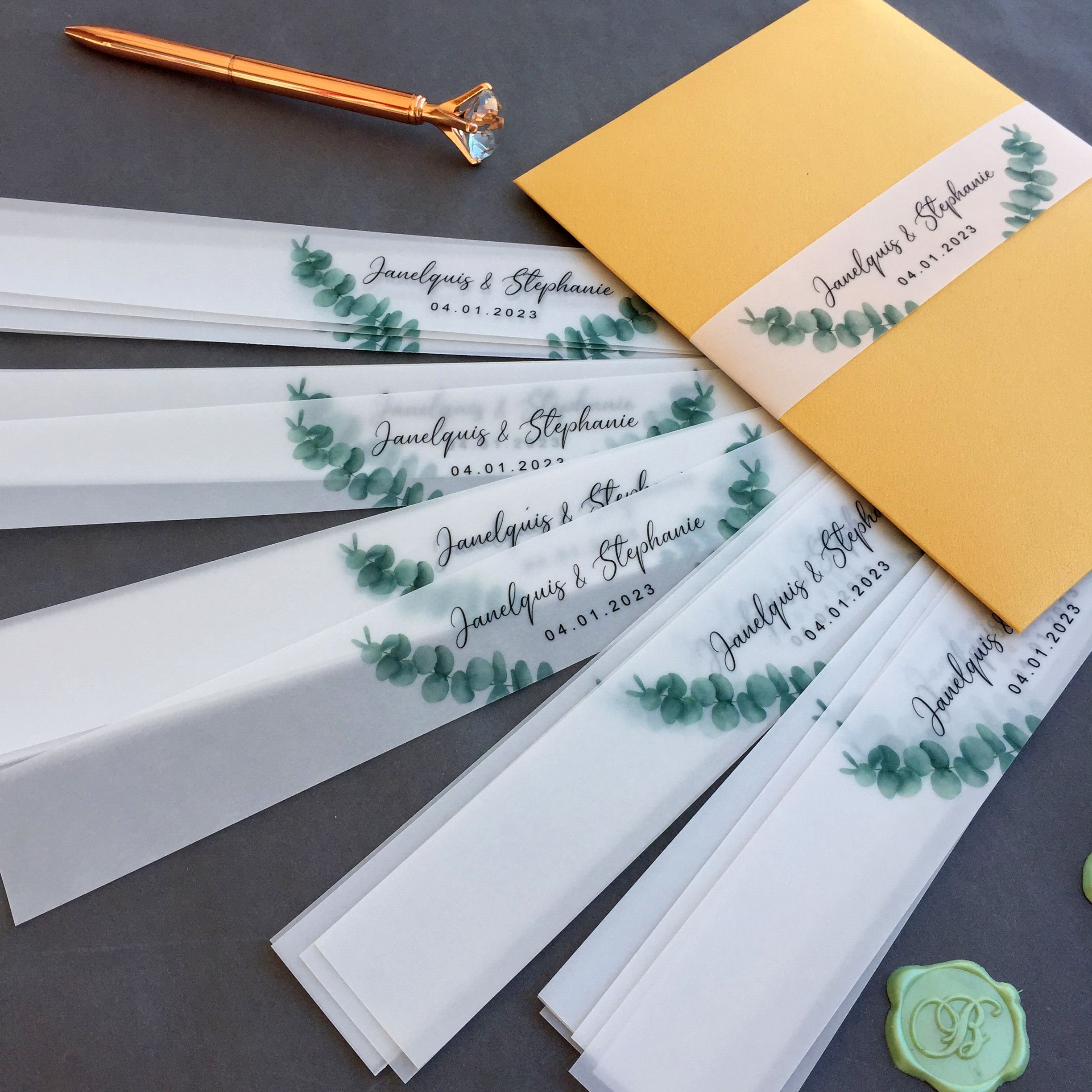 Personalized Belly Bands, Vellum Belly Band for 5 X 7 Invitations ...