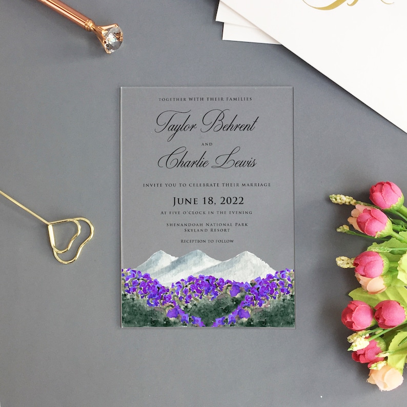 Custom Acrylic Wedding Invitation Acrylic Invites Purple - Etsy