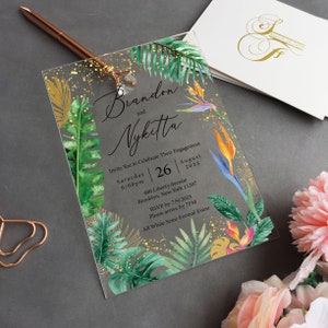 Tropical Acrylic Wedding Invitation, Paradise Acrylic Wedding Invite ...