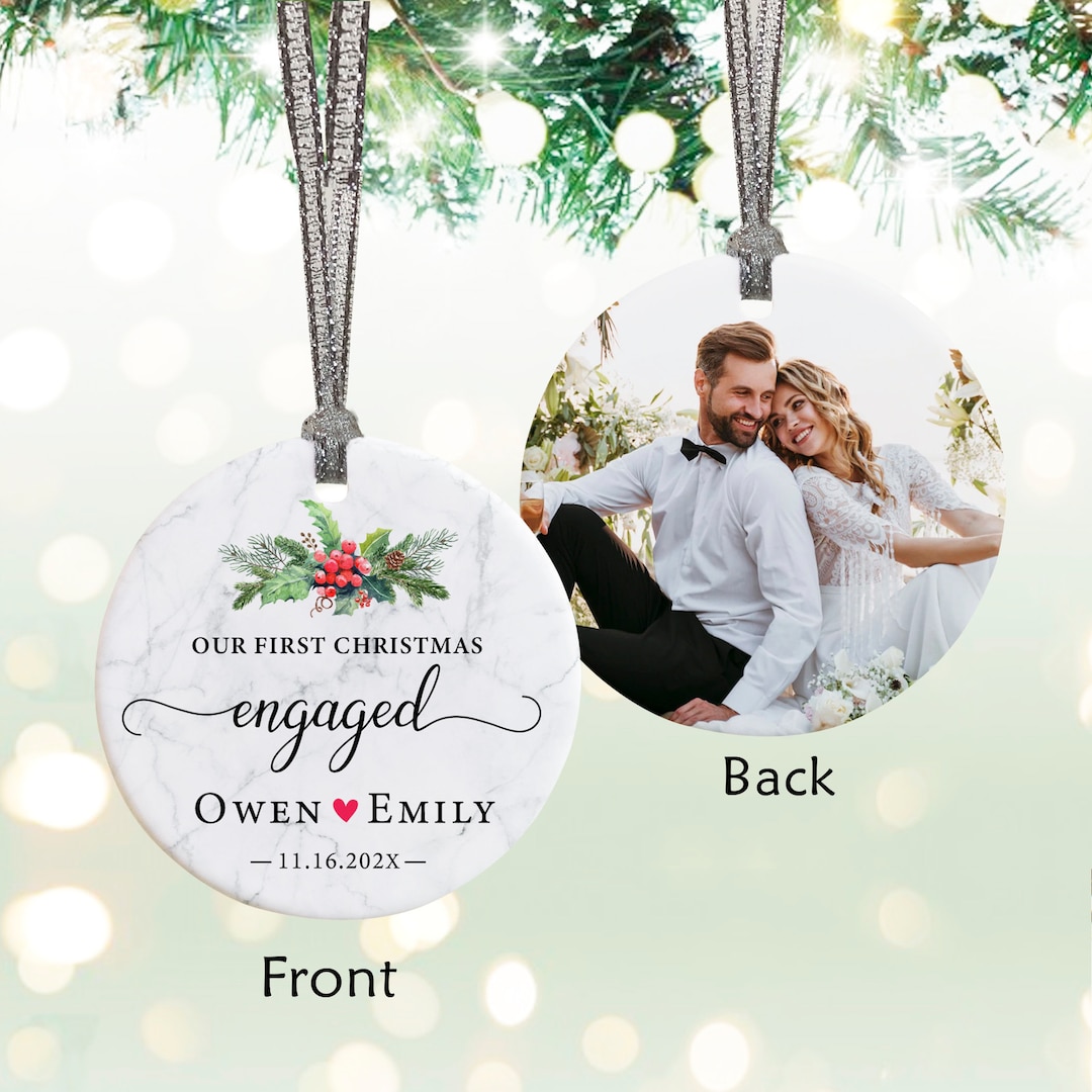 First Christmas Engaged Ornament, Photo Ornament, First Christmas ...