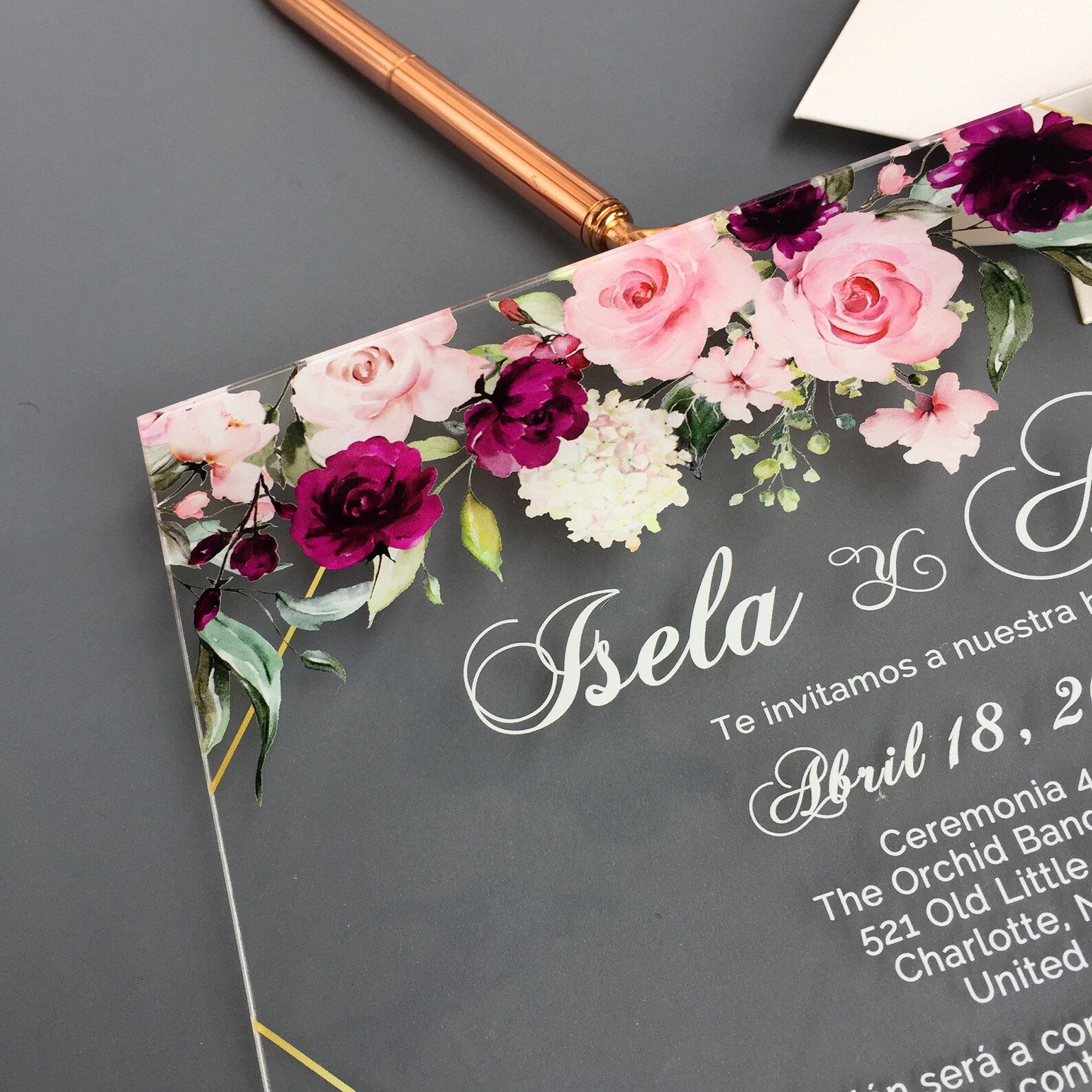 Custom Acrylic Wedding Invitation, Acrylic Invites, Acrylic Invitation ...