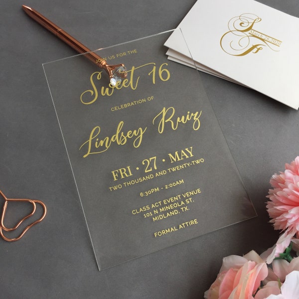 Acrylic Invitation Quinceanera - Etsy
