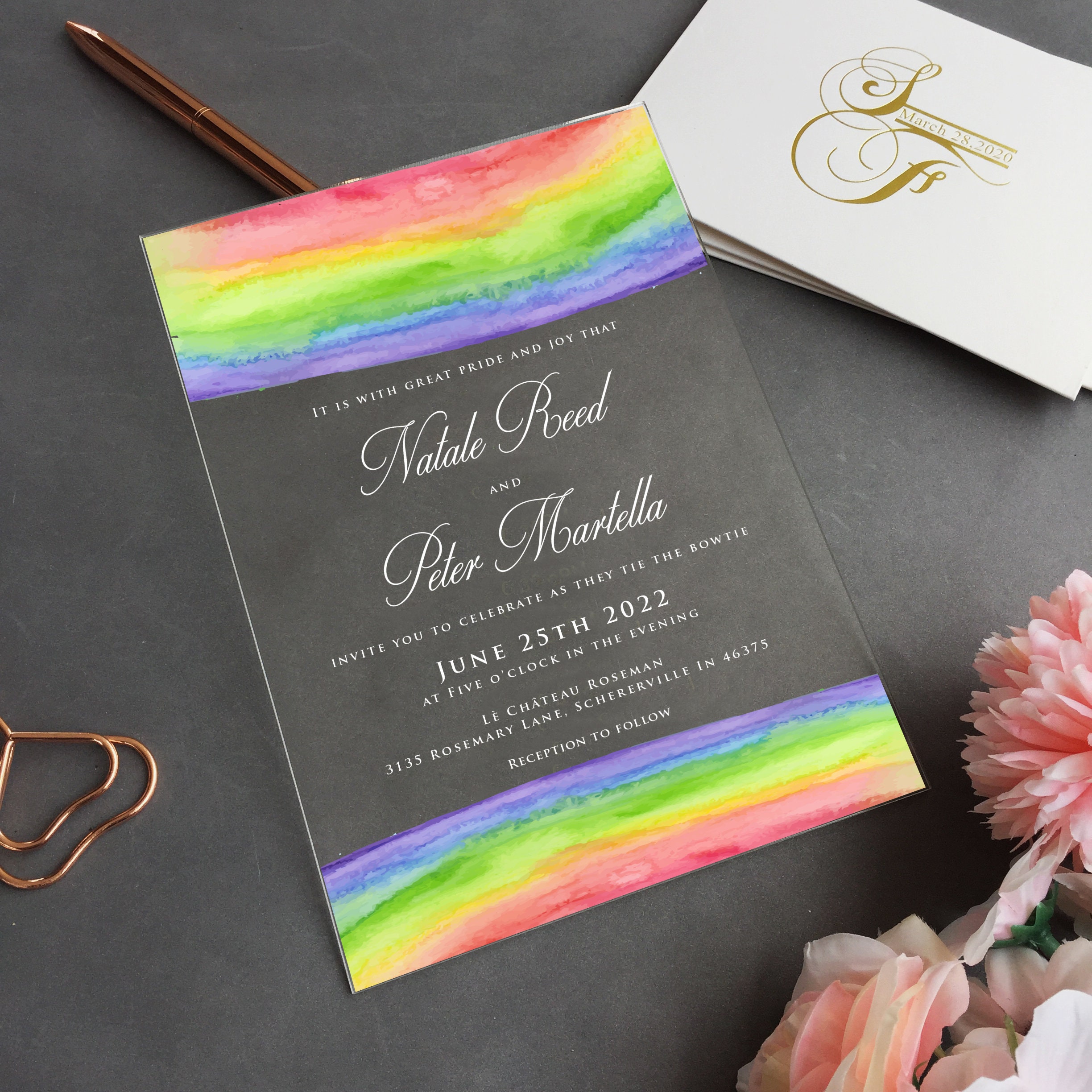 Rainbow Themed Wedding Invitations
