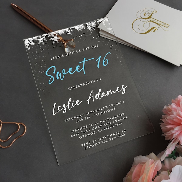 Snowflake Birthday Invitation - Etsy