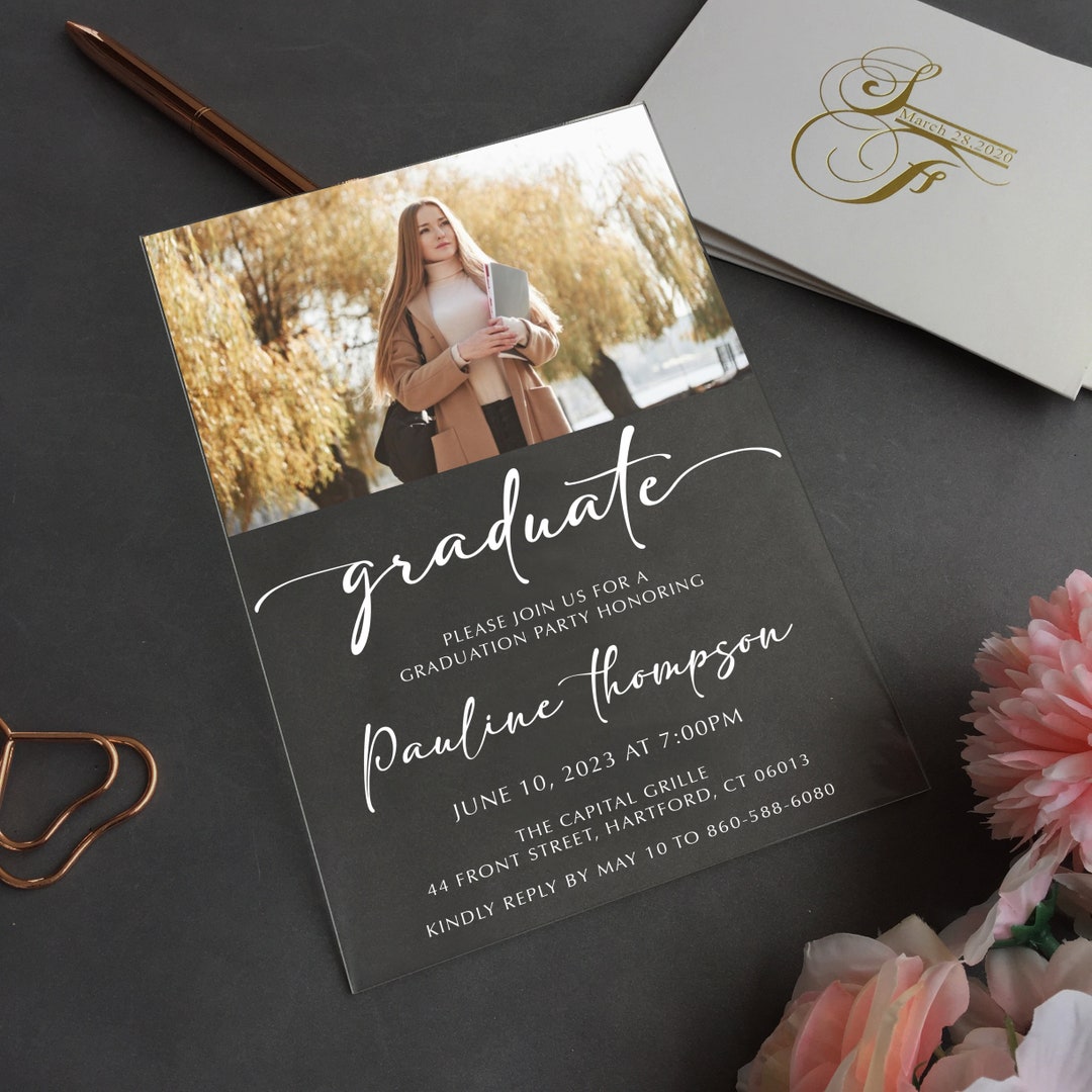 Acrylic Invite, Class of 2023 Graduation Announcement, Graduation Party ...