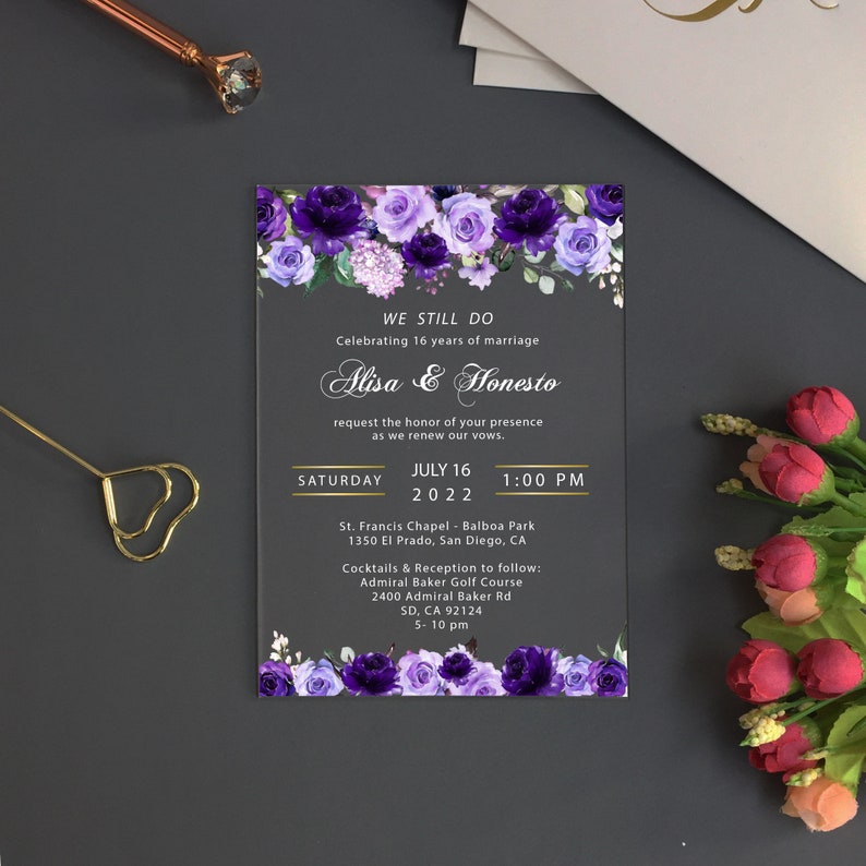 Custom Acrylic Wedding Invitation Acrylic Invites Purple - Etsy