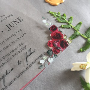 Custom Acrylic Wedding Invitation, Acrylic Invites, Burgundy Roses ...