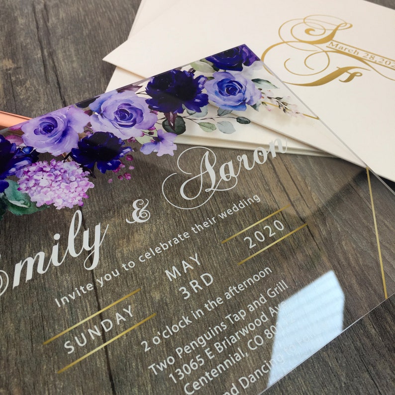 Custom Acrylic Wedding Invitation Acrylic Invites Purple - Etsy