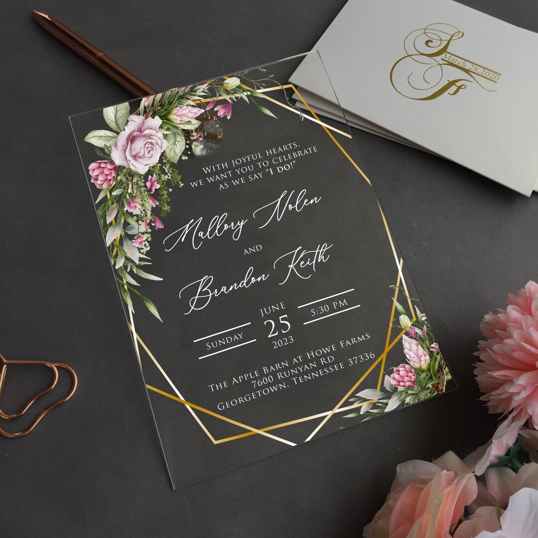 Custom Acrylic Wedding Invitation Acrylic Invites Protea - Etsy