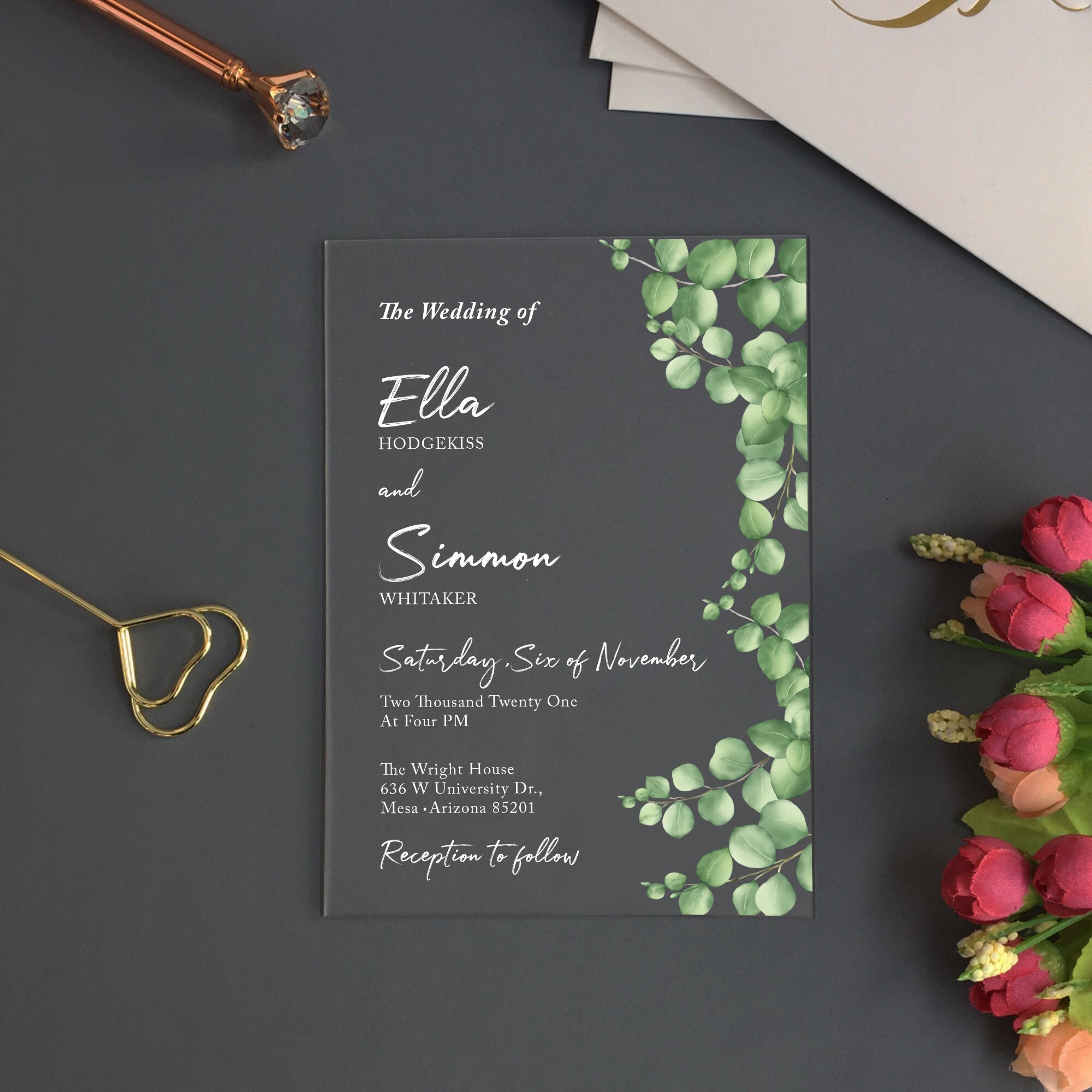 Custom Greenery Wedding Invitation DIY Greenery Wedding Faux | Etsy