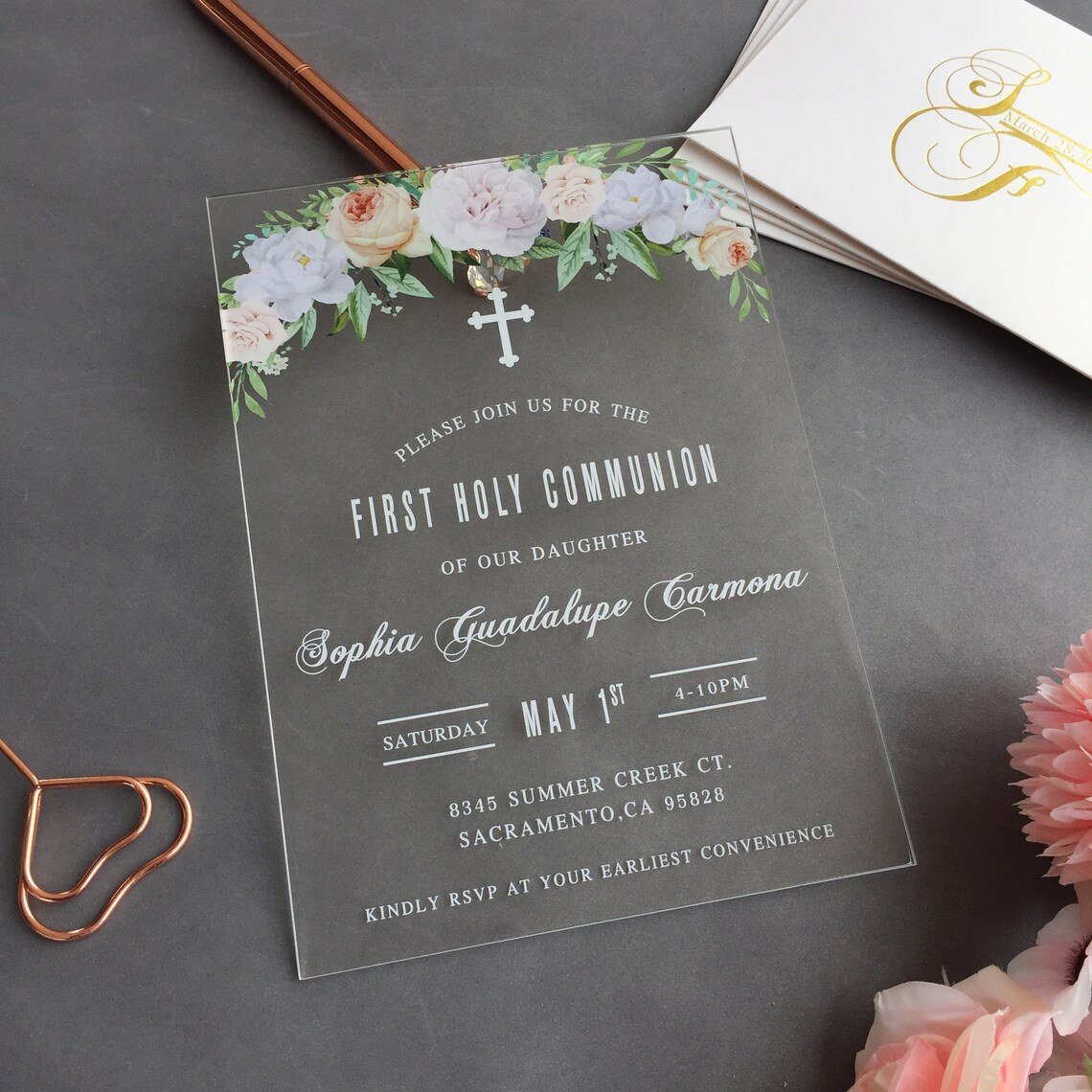 Acrylic Baptism Invite Baptism Invitation Girl First Holy - Etsy