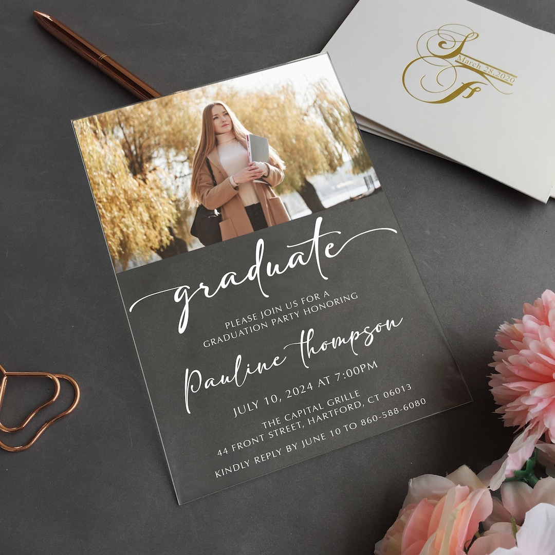 Acrylic Invite, Class of 2024 Graduation Announcement, Graduation Party ...