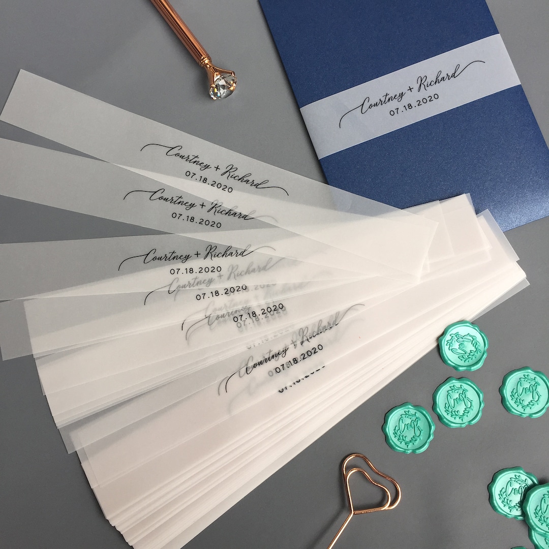 Personalized Belly Bands, Vellum Belly Band for 5 X 7 Invitations ...