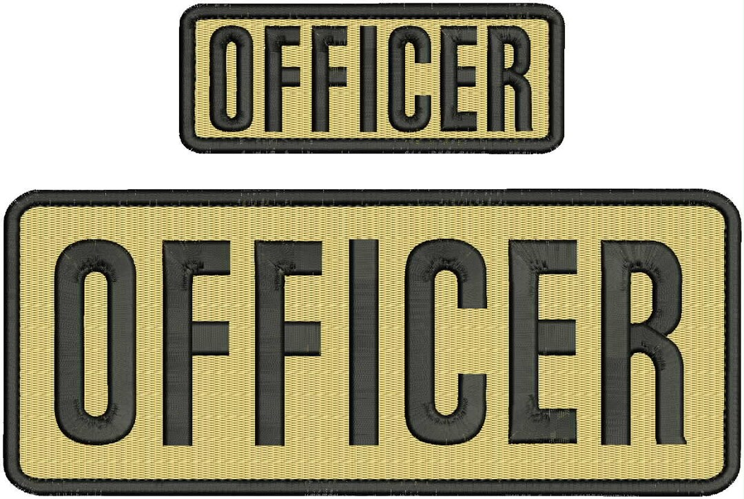 Officer Embroidery Patch 10x4 and 5x2 Inches Hook Backing Black Letters ...
