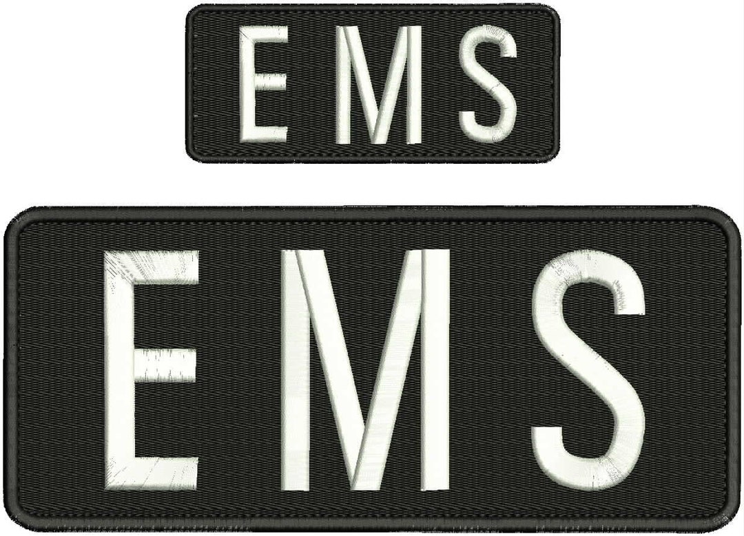 EMS Embroidery Patch 10x4 and 5x2 Inches Hook Backing White Letters - Etsy