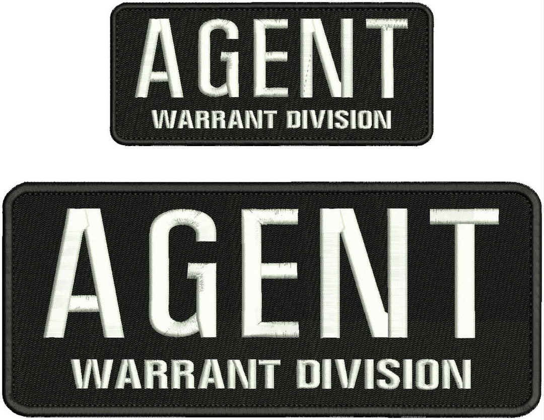 Agent Warrant Division Embroidery Patch 4x10 and 2.5x6 Inches Hook ...
