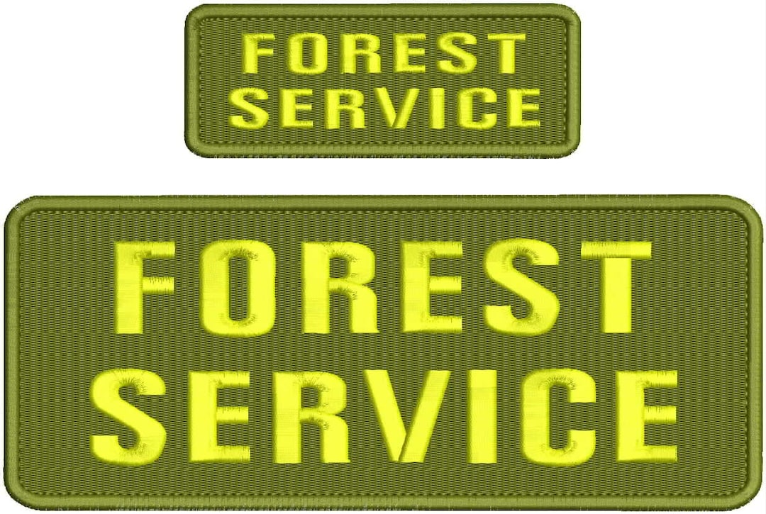 FOREST SERVICE Embroidery Patch 4x10 and 2x5 Inches Hook Backing OD ...