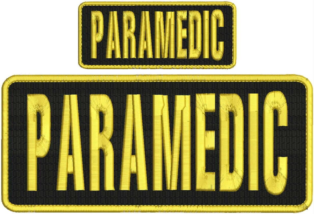 Paramedic Embroidery Patch 10x4 and 5x2 Inches Hook Backing Gold ...