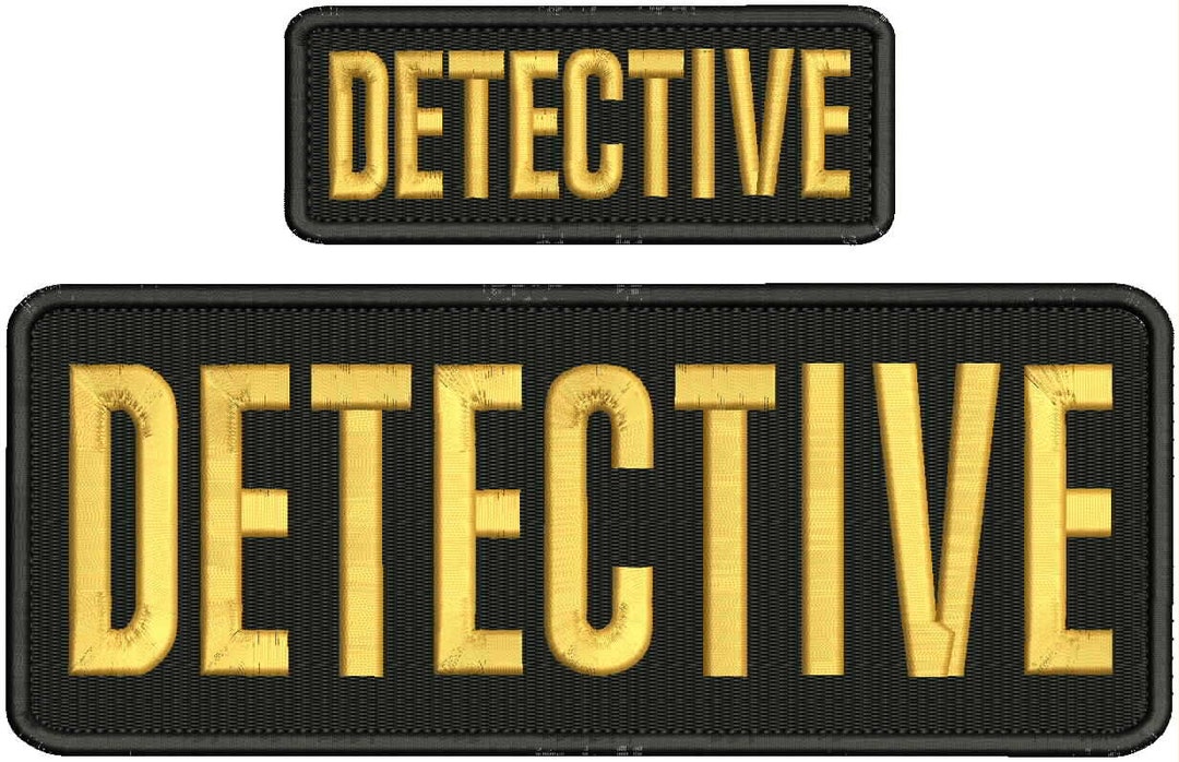 Detective Embroidery Patch 10x4 and 5x2 Inches Hook Backing Gold ...