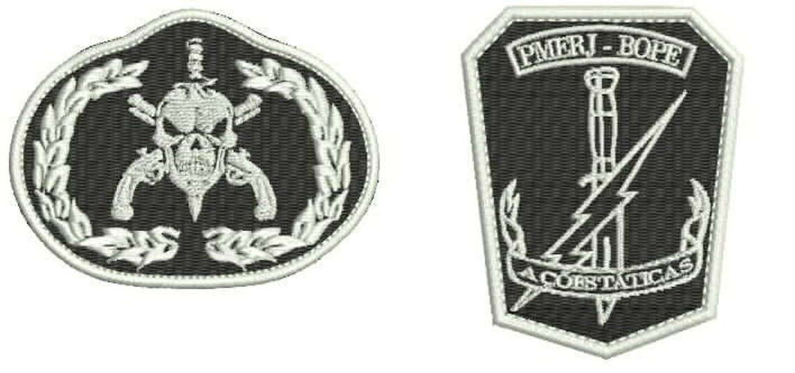 PMERJ and Skull Embroidery Patch 3.3x2.5 and 2.5x3 inches Hook | Etsy