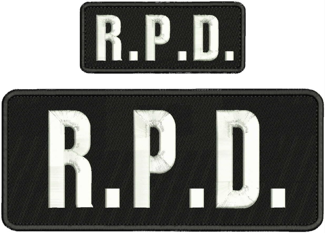 R.P.D. Embroidery Patch 10x4 and 5x2 Inches Hook Backing White Letters ...
