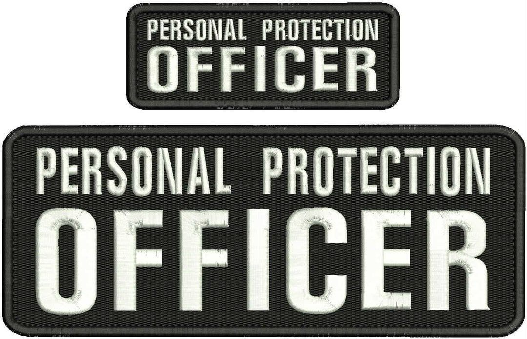 Personal Protection Officer Embroidery Patch 4x10 and 2x5 Inches Hook ...