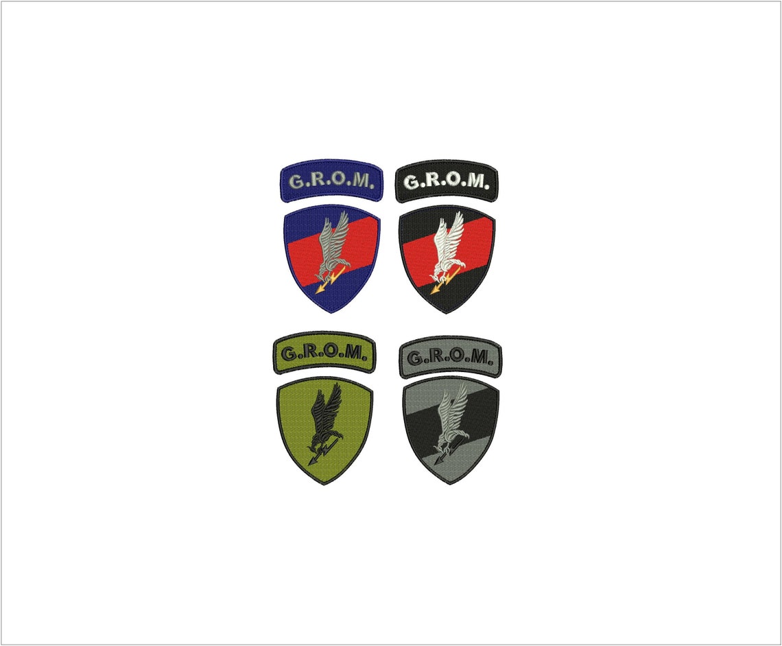 Grom Embroidery Patches 4x3.8 and 1.6x4 Inches Hook Backing - Etsy