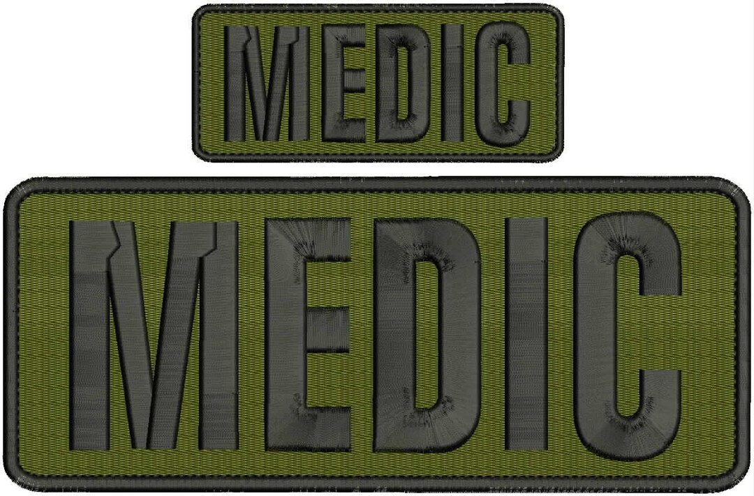 MEDIC Embroidery Patch 10x4 and 5x2 Inches Hook Backing OD Green ...