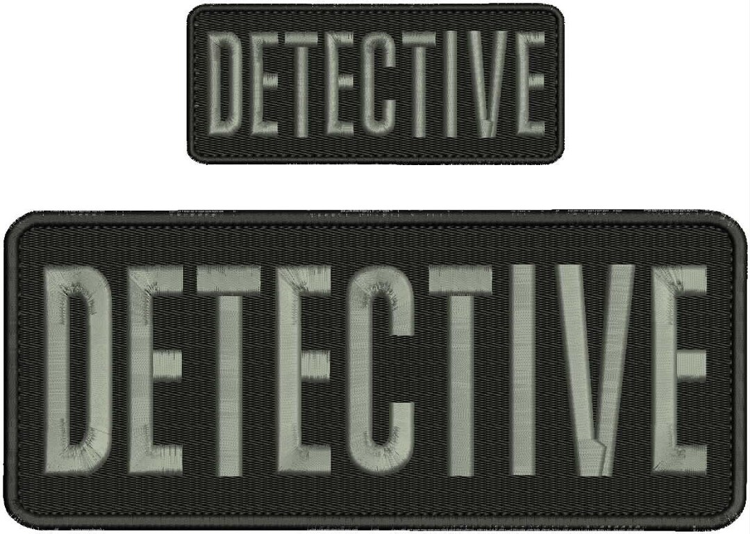 Detective Embroidery Patch 10x4 and 5x2 Inches Hook Backing Grey ...