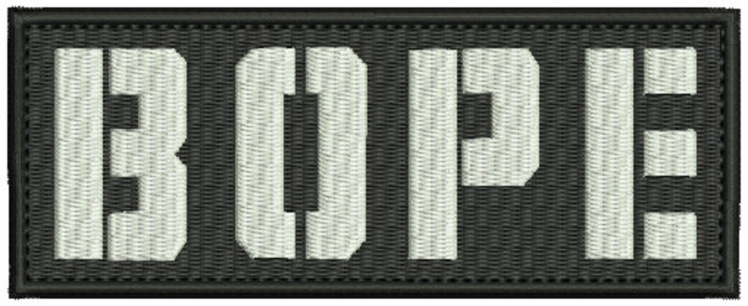 BOPE Embroidery Patch 5x2 Inches Hook Backing White Letters Square ...