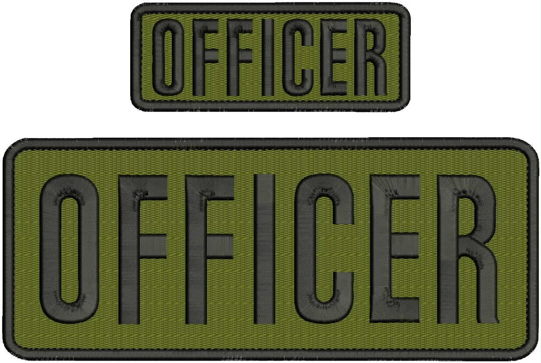 Officer Embroidery Patch 10x4 and 5x2 Inches Hook Backing Black Letters ...