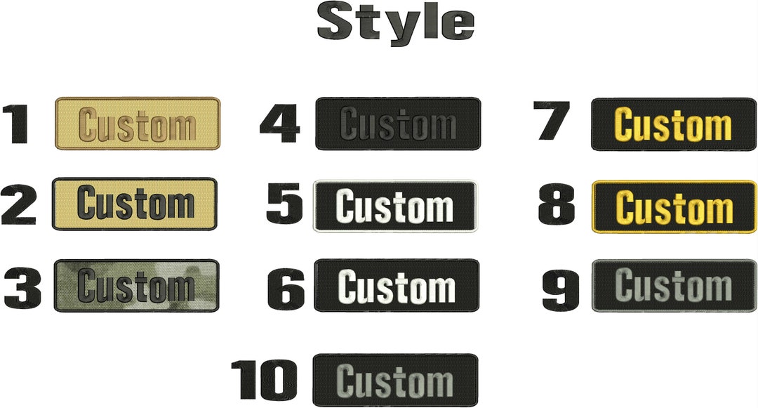Custom Name Tapes Embroidery Patch 3x10 Inches Hook Backing Round ...