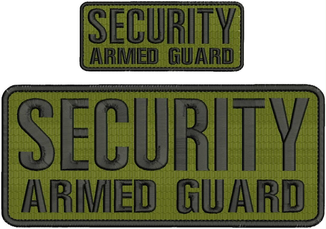 SECURITY Armed Guard Embroidery Patch 4x10 and 2x5 Inches Hook Backing ...