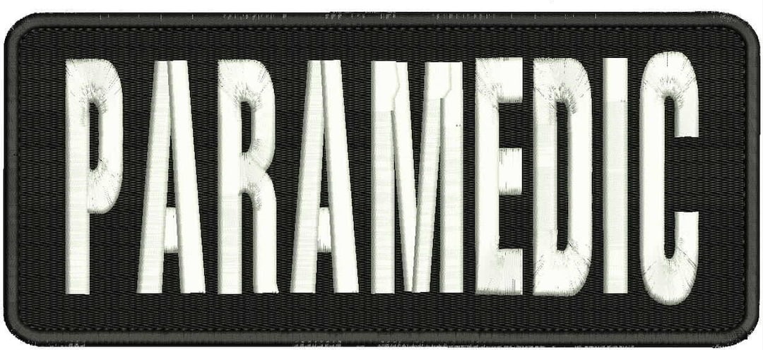 Paramedic Embroidery Patch 10x4 Inches Hook Backing White Letters - Etsy