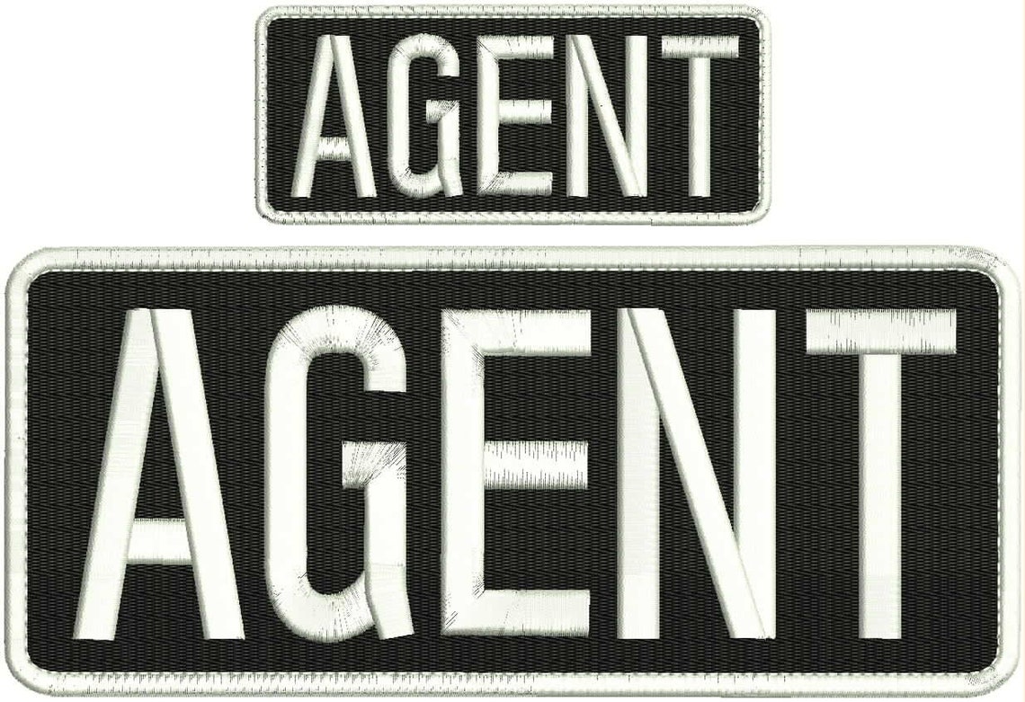 AGENT Embroidery Patch 4x10 and 2x5 Inches Hook Backing All White - Etsy