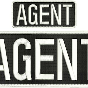 AGENT Embroidery Patch 4x10 and 2x5 Inches Hook Backing All White - Etsy