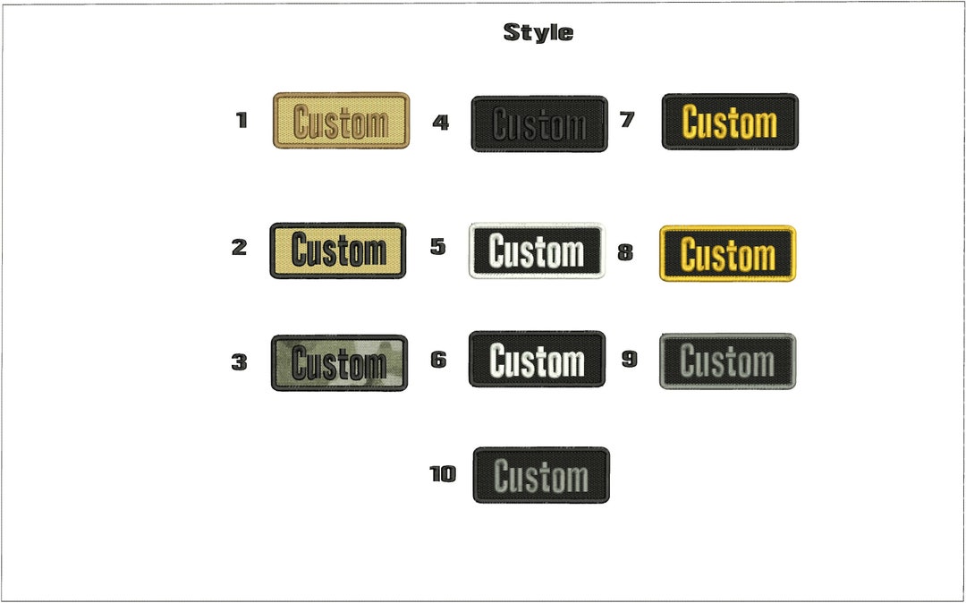 Custom Name Tapes Embroidery Patch 2x5 Inches Hook Backing Rounded ...