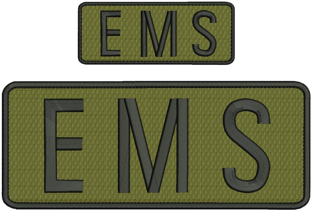EMS Embroidery Patch 10x4 and 5x2 Inches Hook Backing Od Green - Etsy