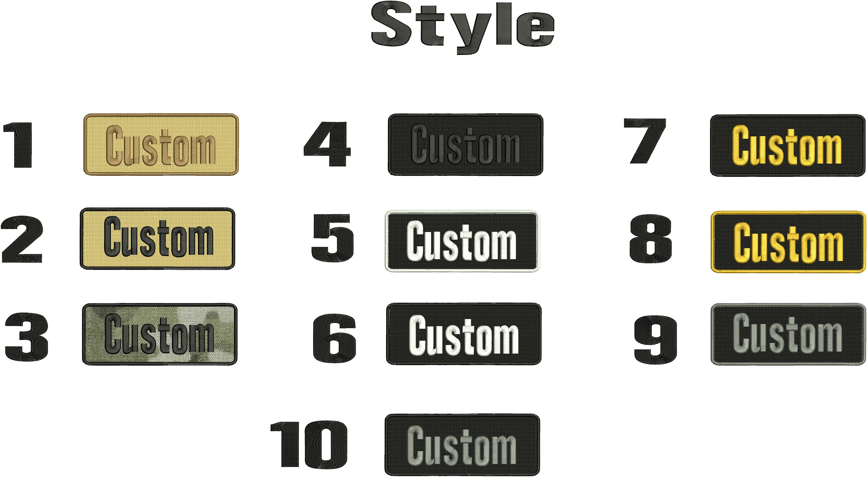 Custom Name Tapes Embroidery Patch 3x8 Inches Hook Backing Round ...