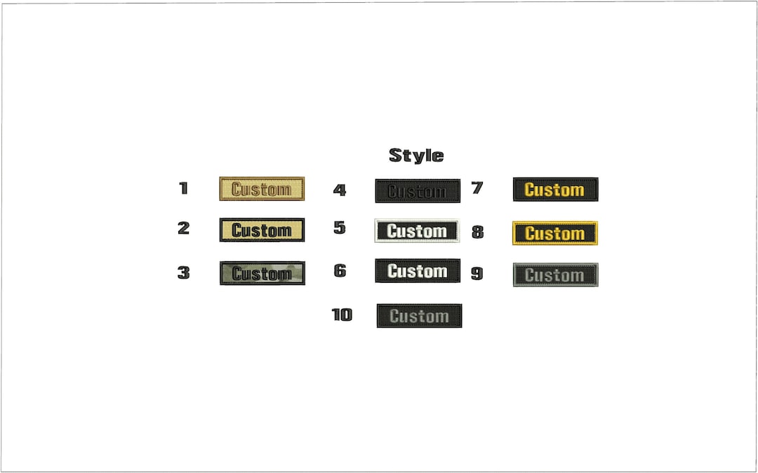 Custom Name Tapes Embroidery Patch 1x4 Inches Hook Backing Square ...